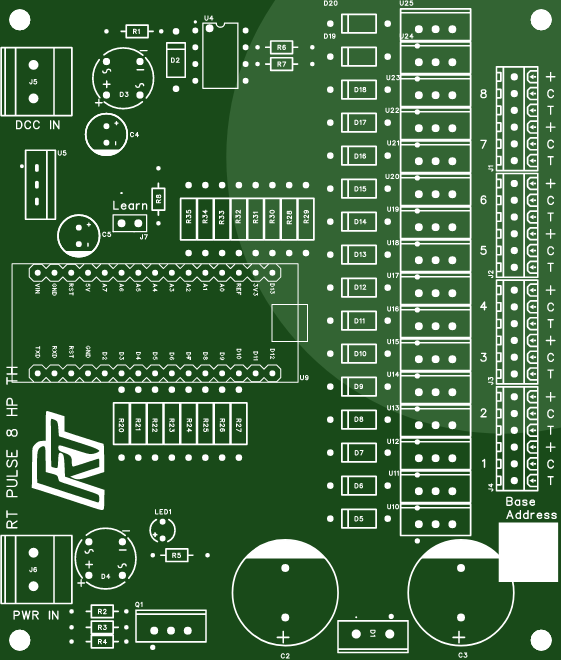 RT DCC Pulse 8 High Power Turnout Decoder with capacitor discharge unit ...